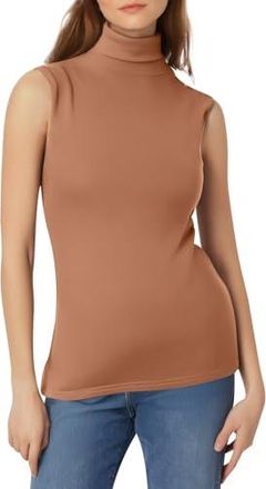 Generic D&eacute;bardeur Femme Coton Tank Top Haut sans Manches &agrave; col roul&eacute; &eacute;l&eacute;gant pour Dames, Parfait pour Un Look Moderne en Toute Saison