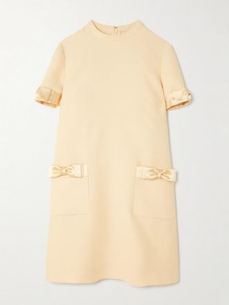 Valentino Garavani Minikleid Aus Einer Woll-seidenmischung Mit Satinbes&auml;tzen - Creme