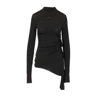 Off-white Lang&auml;rmeliges Drapier-Top - - Tops - Damen - Schwarzk - M