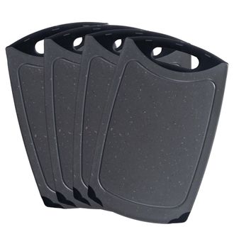 STONELINE Schneidebrett f&uuml;r die K&uuml;che 4-teiliges Set, ca. 26,5 x 16,5 cm, mit Saftrille und rutschfesten Griffen, BPA frei sp&uuml;lmaschinenfest, Klingenschonend, F