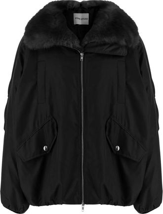 Stand Studio Nylonjacke mit Kunstpelzkragen - - Jackets - Damen - Schwarzk - S