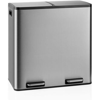 hjh OFFICE Abfallsammler / M&uuml;lltrennsystem Clean 13 S - 60L (2x30L) Edelstahl silber hjh OFFICE