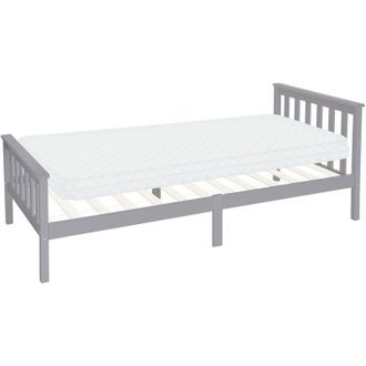ML Design Ml-design - Holzbett 90x200 cm Hellgrau mit Matratze H:10cm, Kiefernholz, Massivholz Bettgestell mit Lattenrost, F&uuml;&szlig;e, Einzelbett mit Kopf- und