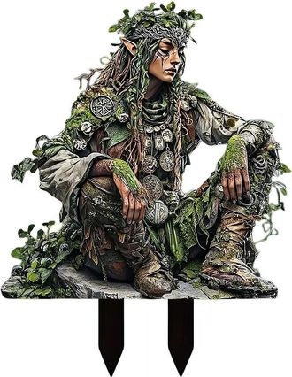 Generic Fairy Elf Gartenstecker Flache Dekoration, Acryl 2D Blumentopf Stab, Pflanzen Zubehör, Fee Statuen für Außen Innen Hof Rasen Garten Dekoration (StyleB