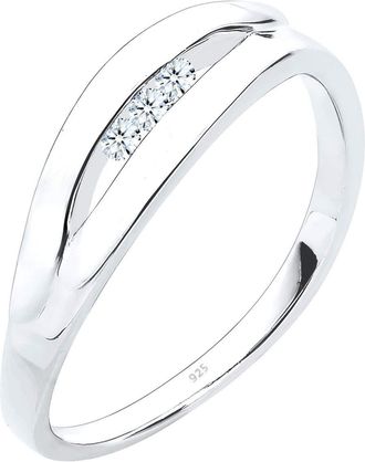 DIAMORE Elli DIAMONDS Ring Damen Klassisch Trio Diamant (0.09 ct.) in 925 Sterling Silber