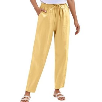 Generic Jogging Femme Pantalon Droit en Lin pour Femme, Pantalons d&eacute;contract&eacute; avec Cordon &eacute;lastique et Poches, Plage d&eacute;t&eacute;