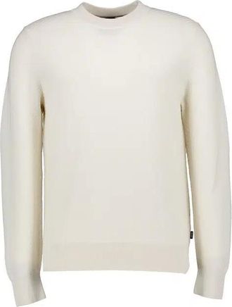 HUGO BOSS Herren Pullover wei&szlig; Baumwolle unifarben