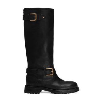 Dolce & Gabbana Schwarze Kalbsleder High Heel Stiefel - - Shoes - Damen - Schwarzk - 37 EU