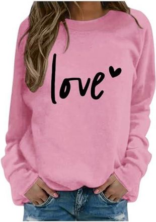 Generic Sweat &agrave; capuche d&eacute;contract&eacute; &agrave; col rond imprim&eacute; pour la Saint-Valentin 2026, rose, XXL