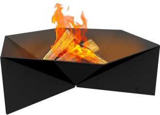 Kratki Fire Gamma Gartenfeuerschale freistehend, sechseckig, Abmessungen B69,2 x L60,5 x H22,5 cm, Gewicht 15,5 kg, aus robustem, hitzebeständigem Stahl, Sch