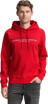 Tom Tailor Herren 1047825 Hoodie Sweatshirt mit Logo-Print, 12830-Samba Red, XXL