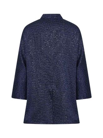 Giorgio Armani Womens Jacket Sequined Navy Viscose Blue