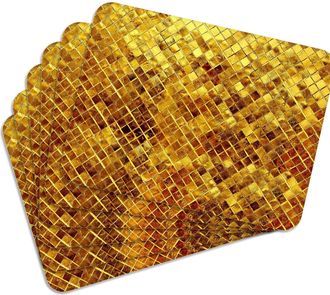 MG Design Set aus 6 Kork-Platzsets - Golden Pattern - 30 x 40 cm - hitzebest&auml;ndig & abwischbar, mit Korkr&uuml;ckseite
