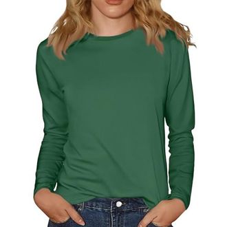 Generic Hauts de sortie pour femme, haut habill&eacute;, couleur pure, t-shirt &agrave; manches longues, confortable &agrave; col rond, l&eacute;ger et doux, chemisier d&eacute;contract&eacute; polyva