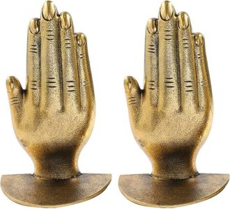 Happyyami 1 Paar Dekorative Buchst&uuml;tzen aus Eisen Stabile Metall Buchst&uuml;tzen f&uuml;r Schwere B&uuml;cher Retro Handform Buchstopper f&uuml;r Regale und Schreibtisch im B&uuml;ro u