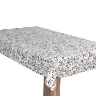 Laro Wachstuch-Tischdecke Wachstischdecke Gartentischdecke Ginkgo Schwarz Wei&szlig; Minimalistisch, Muster:Ginkgo Schwarz Wei&szlig; Minimalistisch, Gr&ouml;&szlig;e:140x240