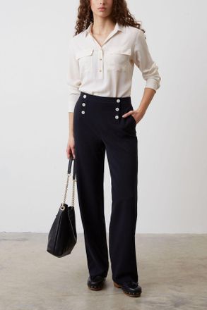 Gerard Darel Pantalon large &agrave; pont - EDERSON - Marine