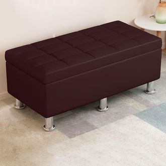 Generic Ottomanenbank mit Stauraum - Gepolsterte Schuhbank aus Leinen und Leder mit verstecktem Fach, Bettbank for Schlafzimmer und Wohnzimmer(Leather D,120x4