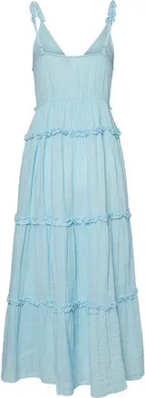 Y.A.S Tr&auml;gerkleid YASANINA SL ANKLE DRESS S. NOOS Sommerkleid mit R&uuml;schen, kn&ouml;chellang, Baumwolle