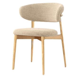 Generic Chaise de Salle &agrave; Manger Nordique en Tissu sans accoudoirs avec Base en Bois, Style r&eacute;tro, for Cuisine, capacit&eacute; de Charge de 150 kg, Moderne(Natural 
