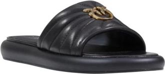 Pinko Pinko, Femme, Chaussures, Noir, Taille: 40 EU Leather Open Toe Slippers