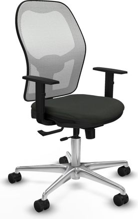 Piqueras y Crespo Schwarzer Drehstuhl mit 1D-Armen, h&ouml;henverstellbare Lendenwirbelst&uuml;tze, ausgestattet mit Syncro/Traslack und eingespritztem Schaum. Mit Rollen von 65 