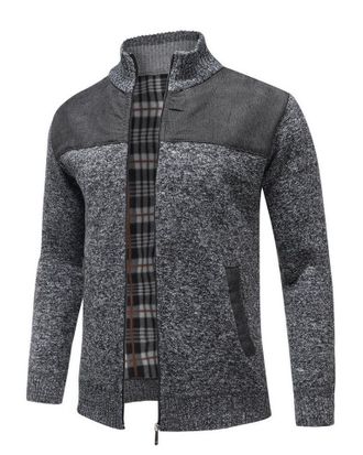AlltheMen Strickjacke mit Rei&szlig;verschluss Cardigan Stehkragen Pullover Casual