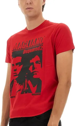 Dsquared2 Print Cotton T-Shirt - Red