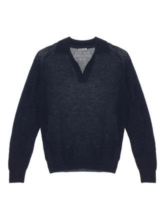 Auralee polo à effet de transparence - Bleu