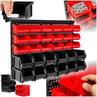 TecTake Étagère Murale avec 30 Boîtes de Rangement empilables Meuble de Rangement Outillage pour Bricolage Rangement Atelier Garage Rangement Mural de visseri