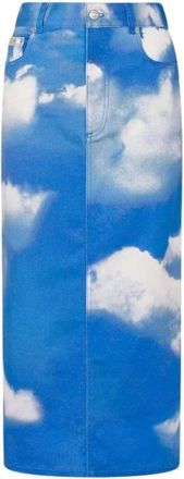 Moschino Femme, Jupes, Bleu, Taille: 40 FR Archive Clouds cotton bull skirt