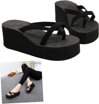 UPKOCH Sandales Compensées Femme Été Antidérapantes Légères Talon Compensé Plage et Usage Quotidien Noir