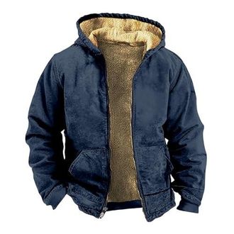Generic Sweat à capuche doublé en polaire pour homme avec fermeture éclair intégrale, veste chaude à manches longues, manteau à capuche polyvalent, coupe ampl