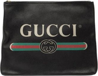 Gucci Sac bandouli&egrave;re en cuir imprim&eacute; Pre-owned - Femme - Pre-owned - Noir - Taille: ONE Size