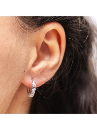 Dkeniz Dkeniz Creolen 925 Silber rhodiniert Zirkonia weiß