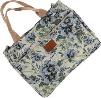 Soimiss Paquet Cabas Fleuri pour Femme en Toile Verte Grand Format Fermeture &Eacute;clair Paquet &agrave; Main Zipp&eacute; Polyvalent pour Shopping Loisirs Travail et Voyages 1 