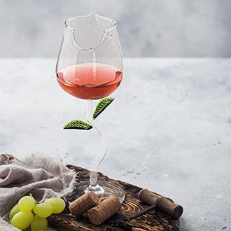 Generic HEEPDD &eacute;l&eacute;gante Tasse &agrave; Vin de Mod&eacute;lisation 3D Verre &agrave; Vin de Fleur de Rose, Verre Cocktail Haute Teneur en Borosilicate pour Bar de F&ecirc;te, Restaurant,