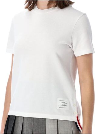 Thom Browne Femme, Tops, Blanc, Taille: 34 FR Classic Pique Stripe Tee