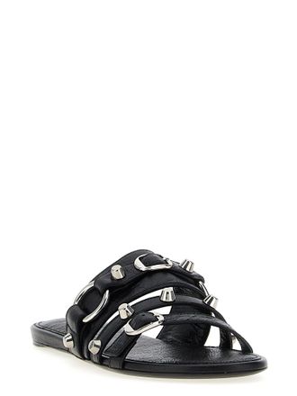 Balenciaga Womens Black Lamb Leather Slides Shoe