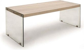 Oresteluchetta Rechteckiger Couchtisch aus Glas und Naturholz Maggy