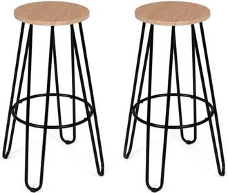 IDMarket Lot de 2 tabourets de Bar Dublin Assise Ronde Design Industriel
