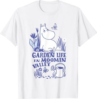 Moomin Garden Life Natur-Szene, blauer Druck T-Shirt