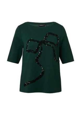 s.Oliver Kurzarmshirt T-Shirt Viskose-T-Shirt im Relaxed Fit mit Pailletten