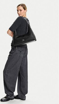 Calvin Klein Handtasche Emblem Hw Lthr Shoulder Bag LV04F3262G Schwarz