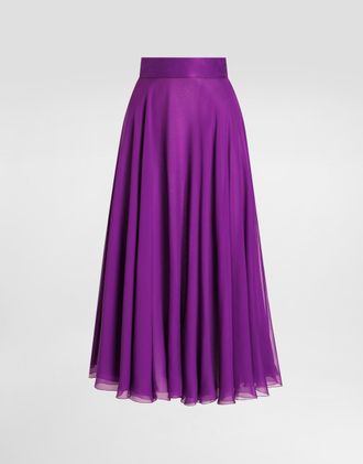 Dolce & Gabbana Chiffon Midi Skirt - Frau Röcke Purple Seide 50