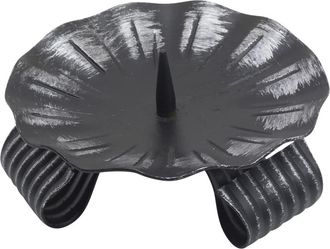 NKlaus Eisen-Dreifußleuchter schwarz Altarleuchter H: 11cm Kerzenhalter mit Dorn groß Linienstruktur 10741