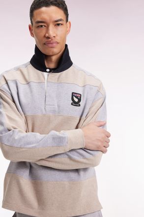 Eden Park Maillot À Manches Longues Rayé Nouvelle Zélande En Jersey De Coton Épais Beige