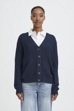 Oxmo Strickjacke OXEdna Modischer Grobstrick-Cardigan mit V-Ausschnitt