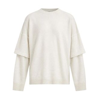 Darkpark Darkpark - T-shirt en maille de laine et cachemire Troy &agrave; double manche - Femme - Pulls - Blanc - Taille: 38 FR