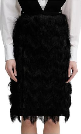 Karl Lagerfeld Fransenrock-Weste-Blusen-Set - - Skirts - Damen - Schwarzk - M